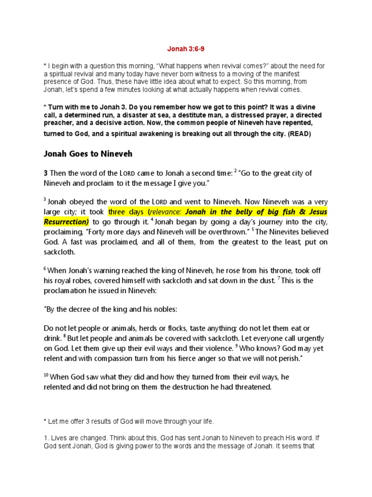 Jonah 3 | PDF | Jonah | Jesus