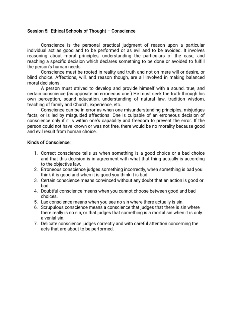 Session 5 Conscience With Activity | PDF | Conscience | Reason Session 5 Conscience With Activity | PDF | Conscience | Reason