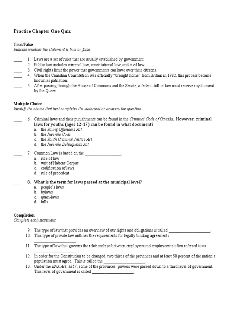 Practice Chapter One Quiz | Download Free PDF | Juvenile Delinquency ...