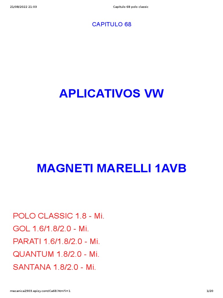 Capitulo 68 Polo Classic | PDF | Motores | Ar condicionado