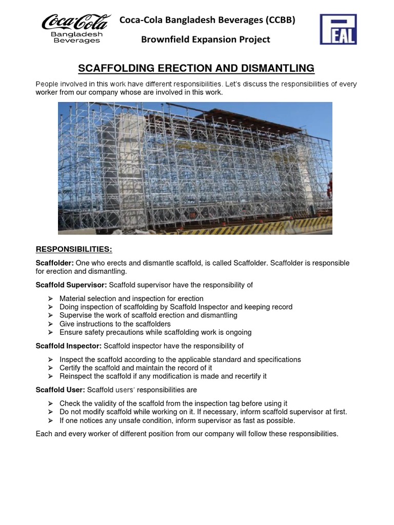 Scaffold Erection & Dismantling | PDF | Scaffolding | Manufactured Goods