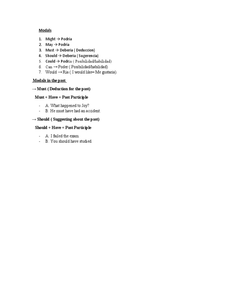 Understanding English Modals and Their Uses | PDF