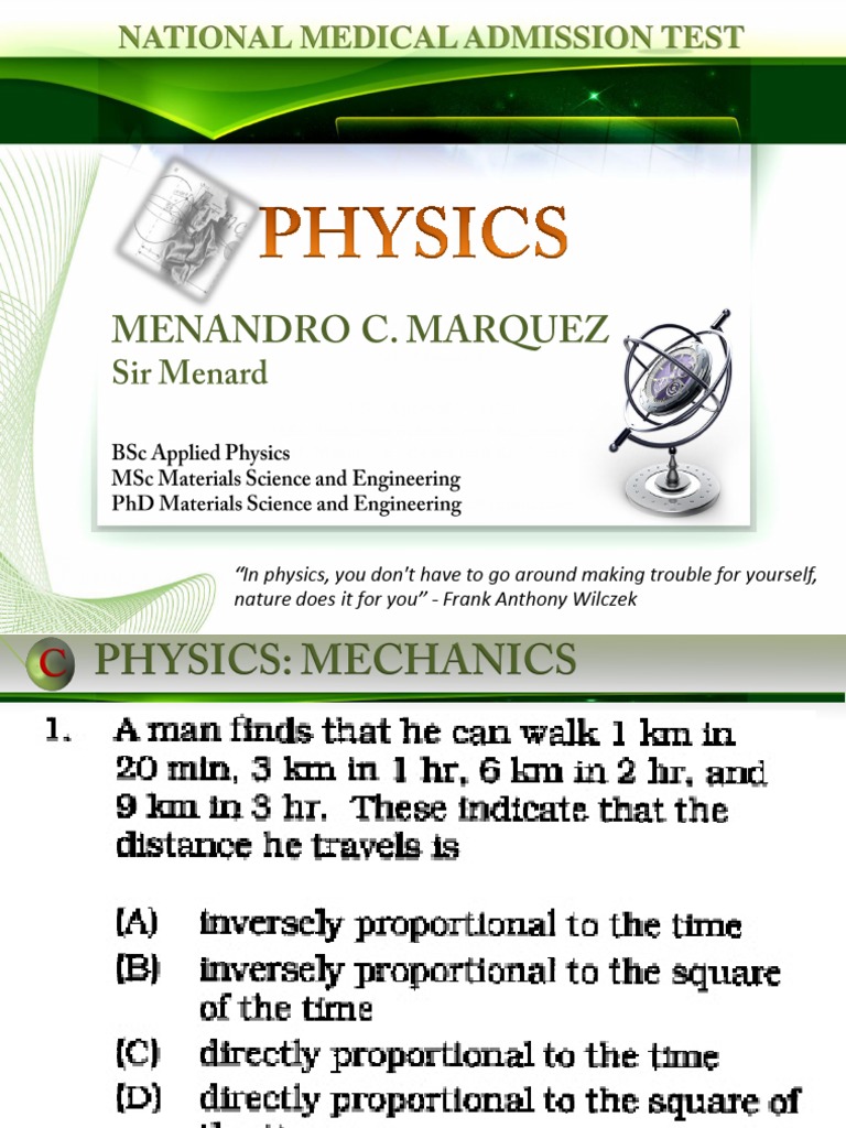 NMAT Physics Study Guide | PDF