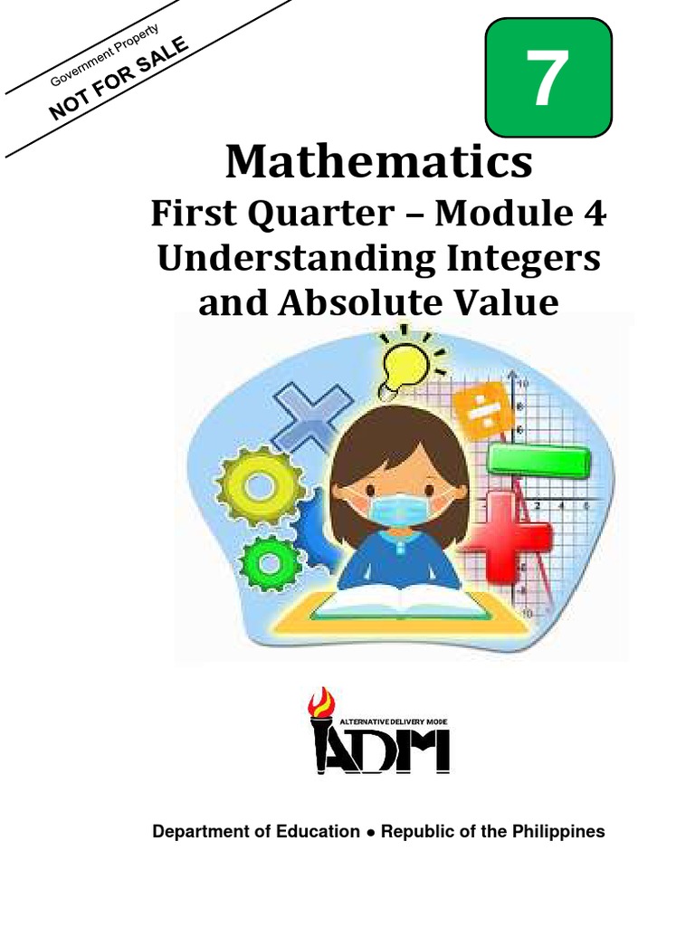 Math7 Q1 M4 UnderstandingIntegersAndAbsoluteValue Version3 | PDF | Numbers | Learning
