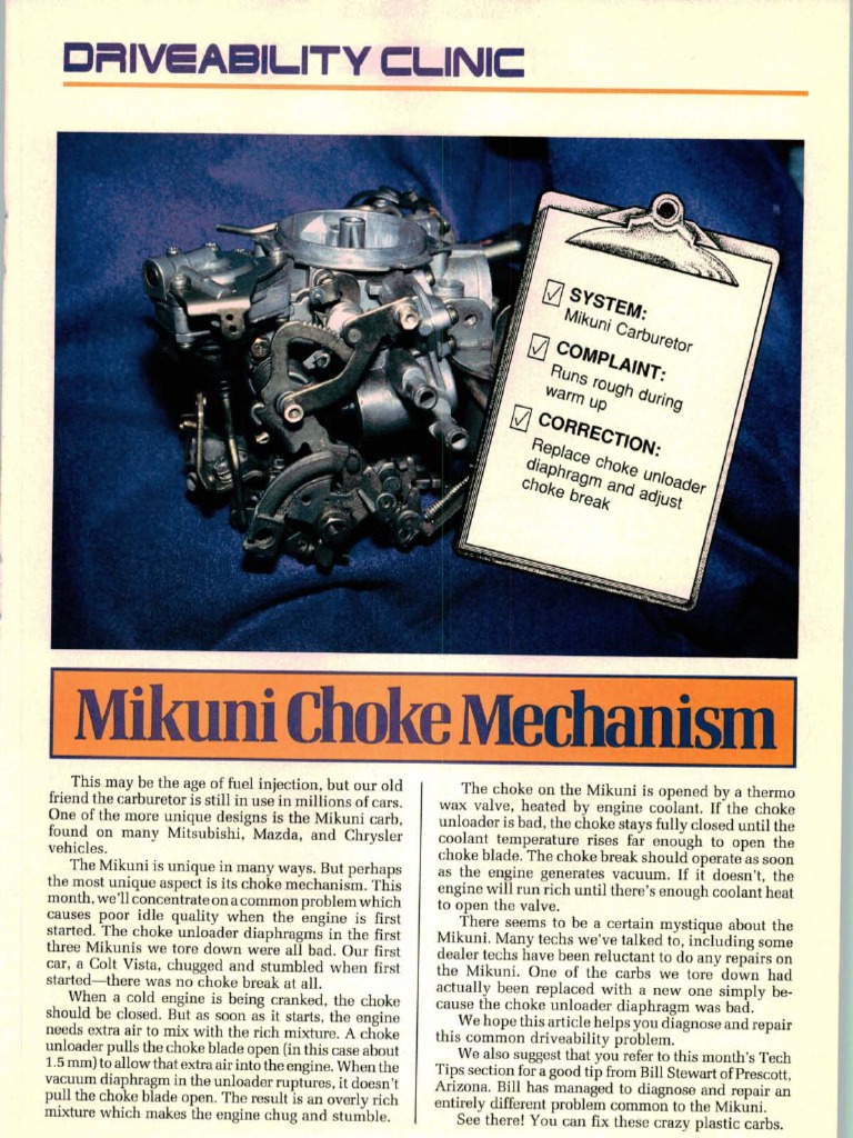 4G54 Mikuni-Choke-Mechanism | PDF
