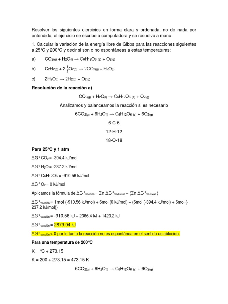 P1.A2 - Ejercicios - Eq.2 - 4DB (1) - Organized | PDF | Energía libre de Gibbs | Entalpía
