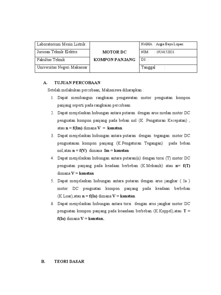 Motor Kompon Panjang Oleh Argia Bayu Lopari | PDF | Sains & Matematika
