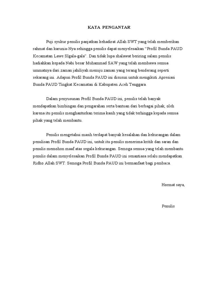 Kata Pengantar Paud | PDF