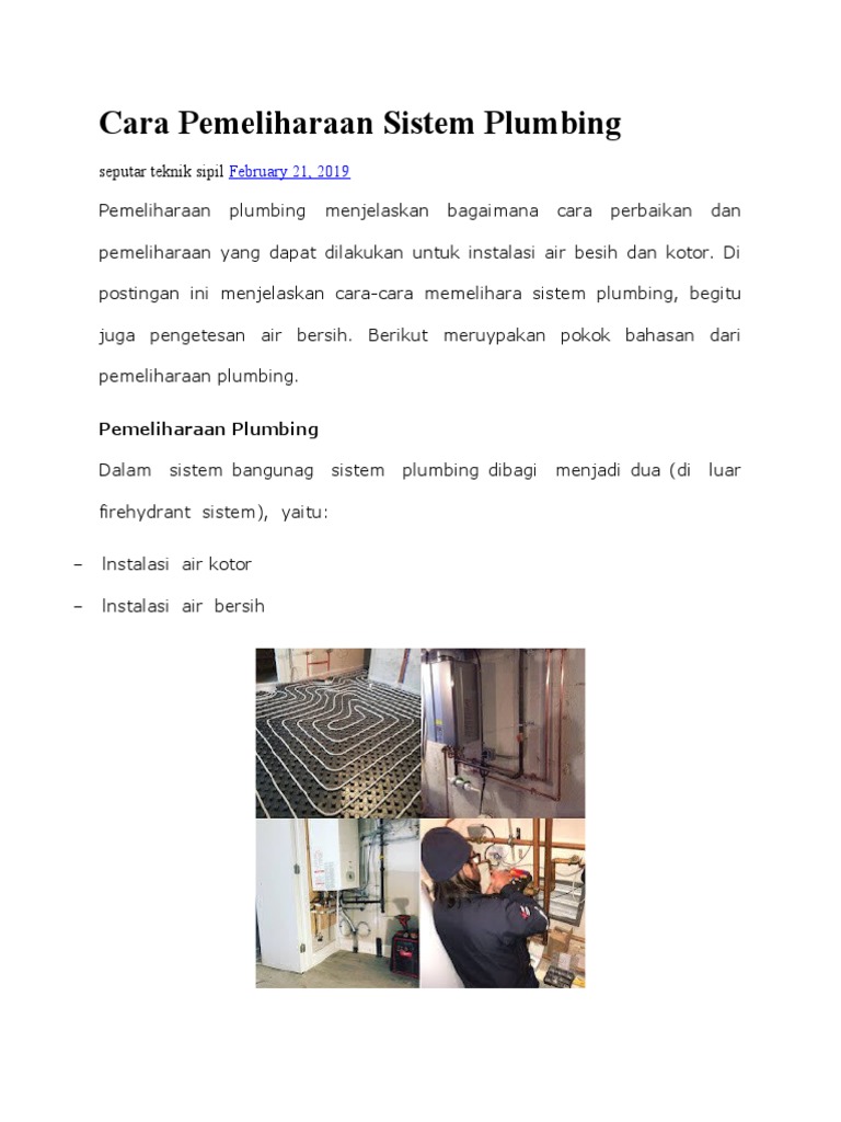 Cara Pemeliharaan Sistem Plumbing | PDF