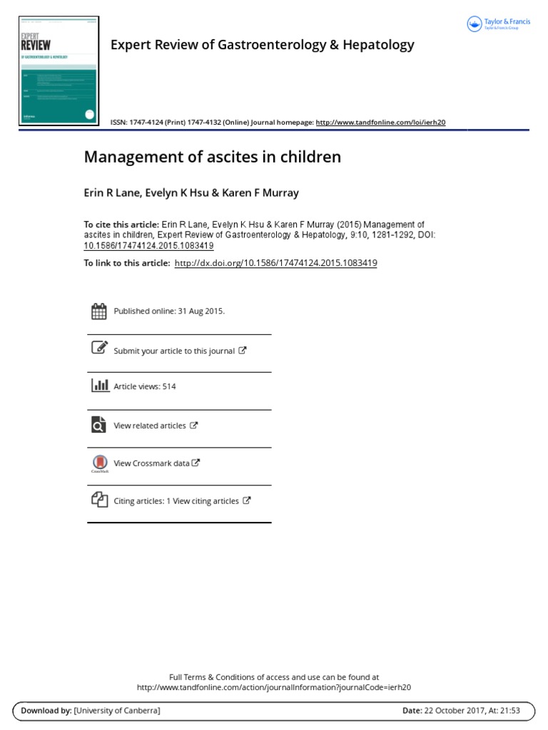 Expert Guide to Managing Ascites in Children | PDF | Cirrhosis | Capillary