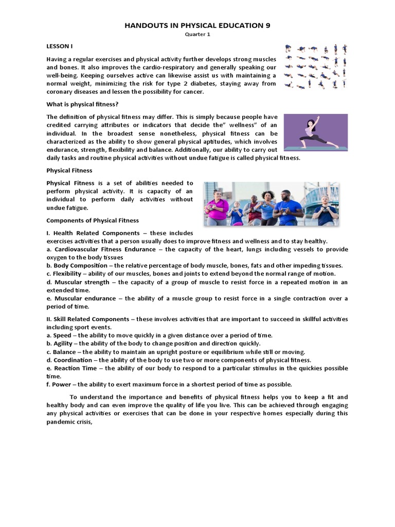 Handouts in Physical Education | PDF | Physical Fitness | Flexibility ...