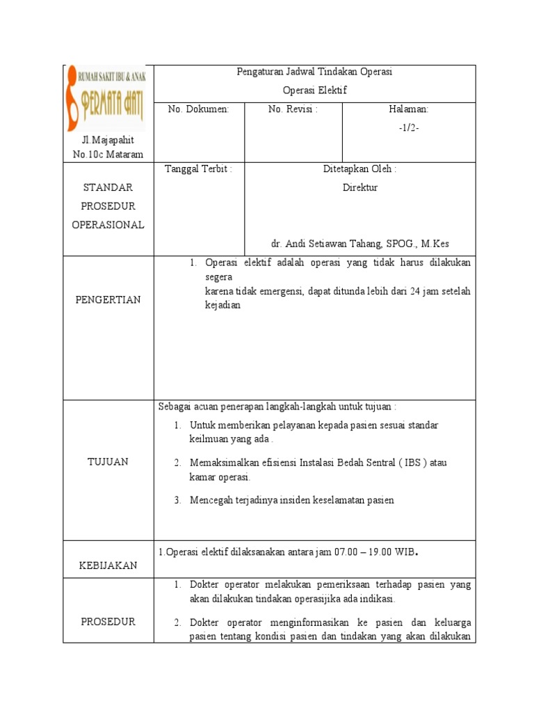 Pengaturan Jadwal Operasi Elektif | PDF