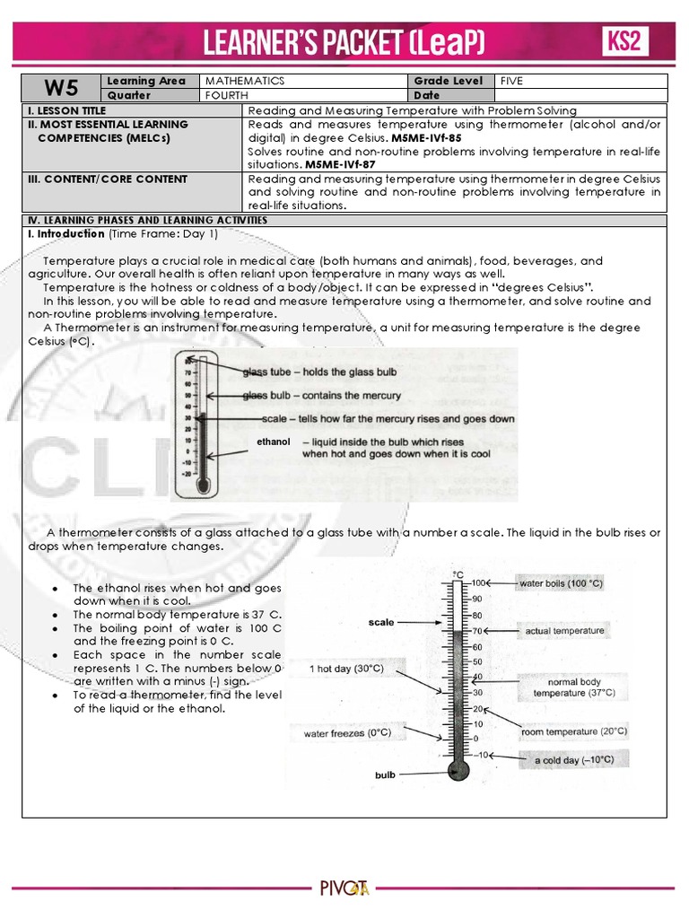 Q4 Math 5 Week5 | Download Free PDF | Thermometer | Temperature