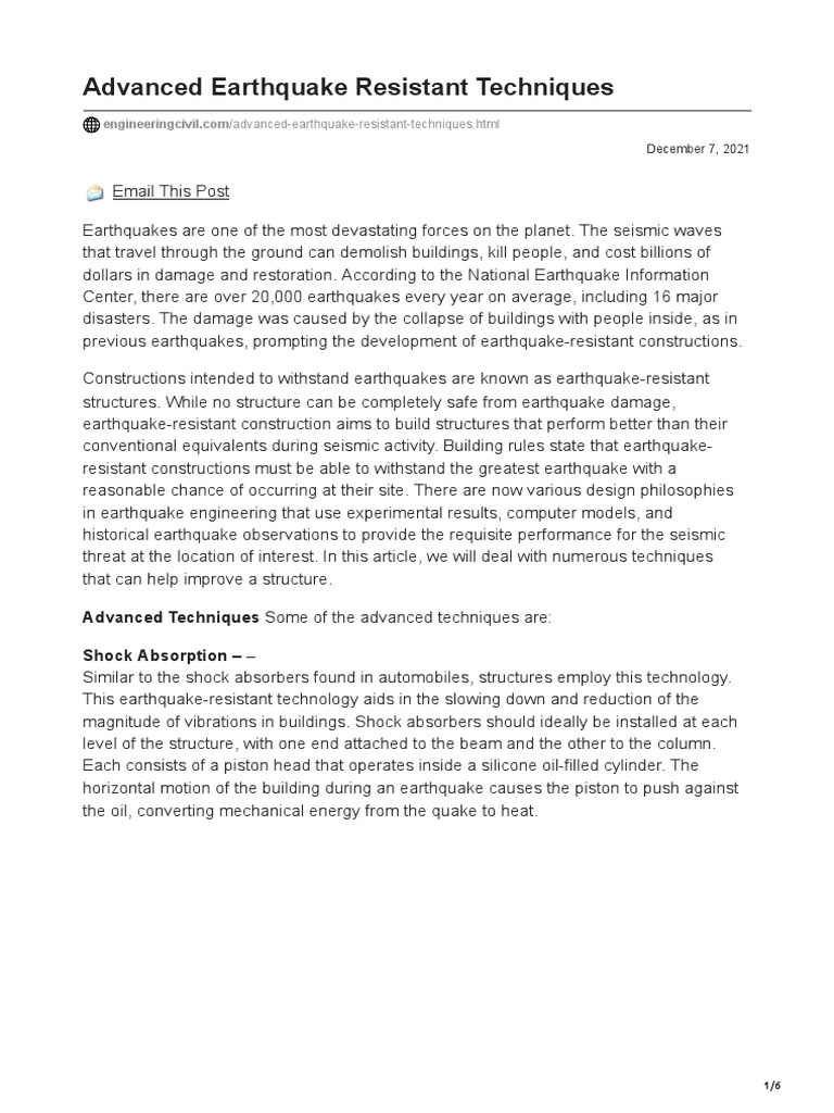 Advanced Earthquake Resistant Techniques | PDF | Earthquake Engineering ...