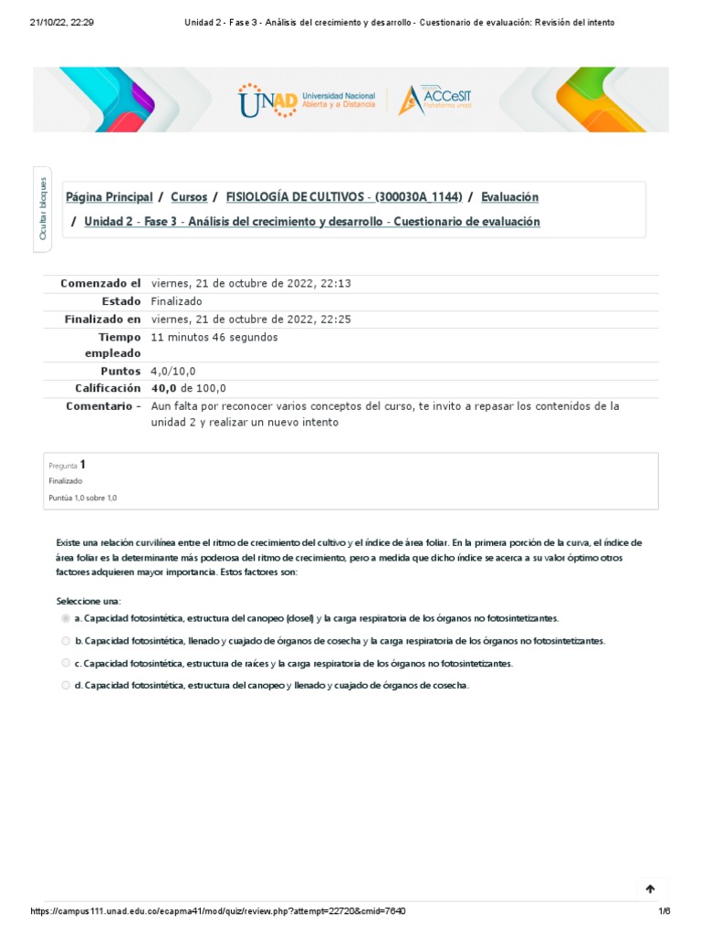 Unidad 2 - Fase 3 - Análisis Del Crecimiento y Desarrollo - Cuestionario de Evaluación - 3 ...