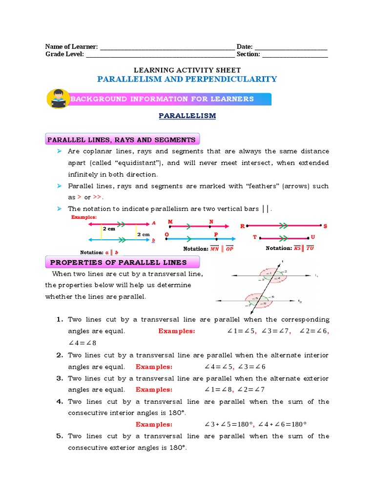 Parallel and Perpendicular Lines Guide | PDF | Perpendicular | Line (Geometry)