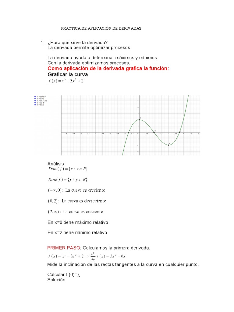 Practica de Aplicación de Derivadas | Descargar gratis PDF | Derivado | Ecuaciones