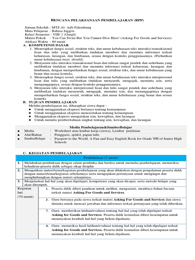 RPP Magang 3 Bab 2 Per 3 | PDF