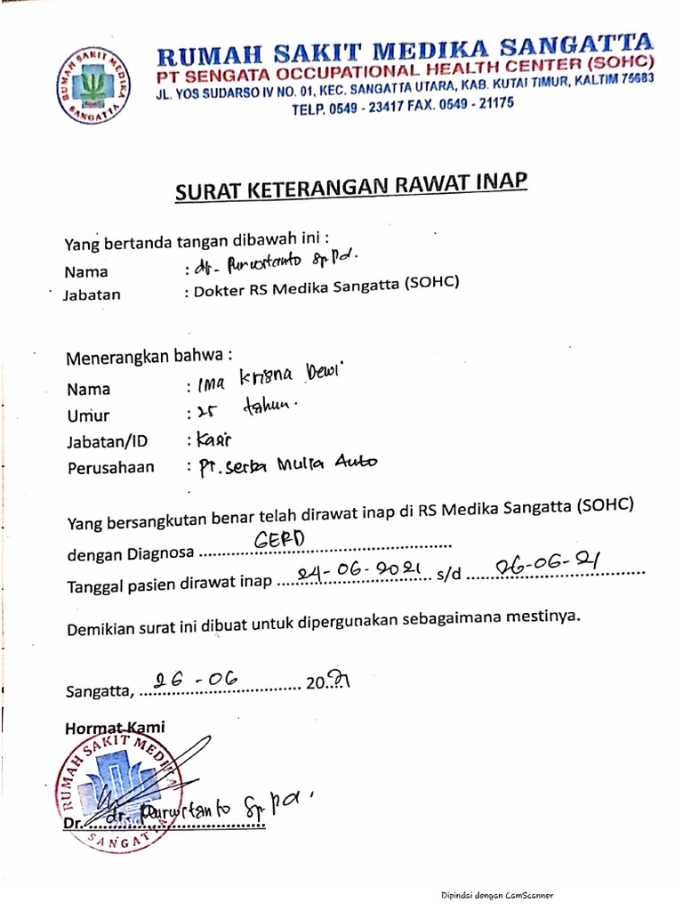 Surat Keterangan Rawat Inap | PDF