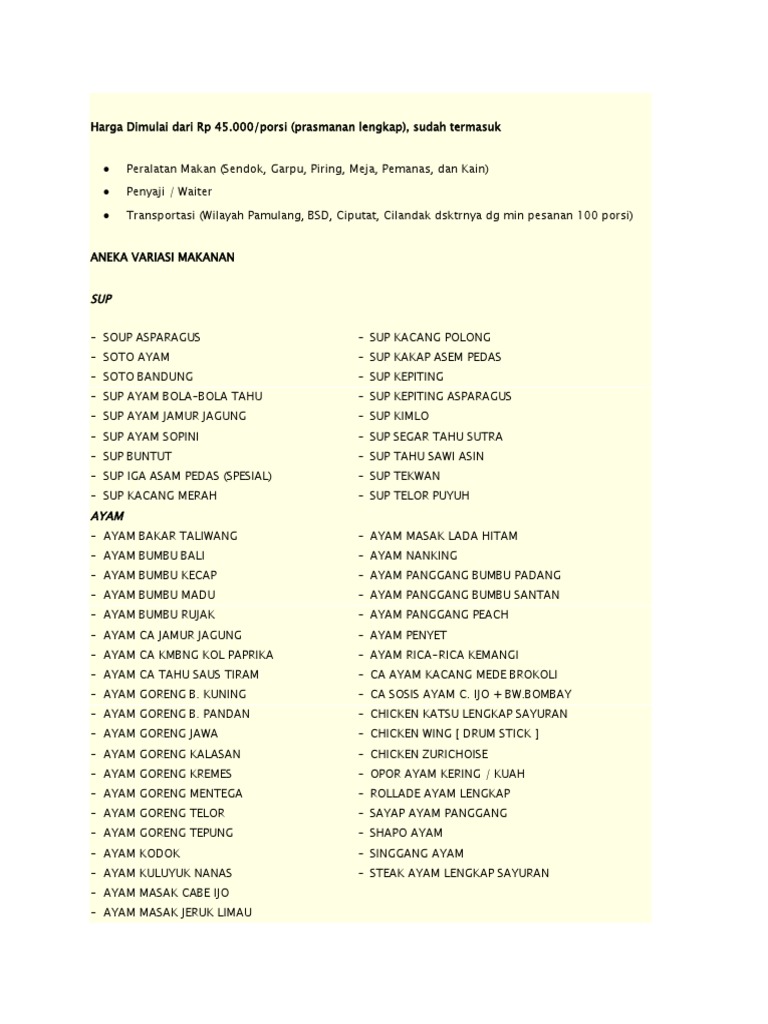 Aneka Menu Prasmanan | PDF