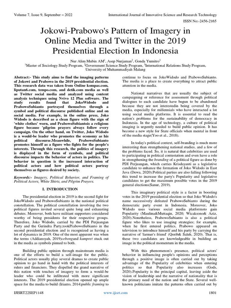 Jokowi-Prabowo's Pattern of Imagery in Online Media and Twitter in The ... Jokowi-Prabowo's Pattern of Imagery in Online Media and Twitter in The ...