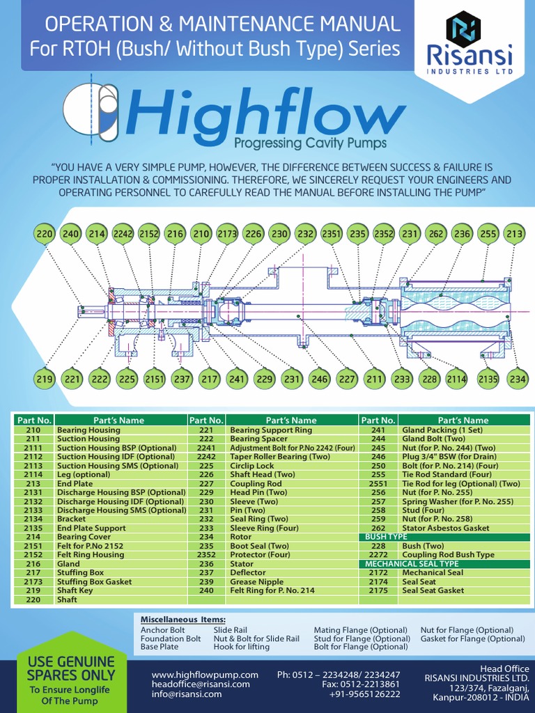 RTOH Manual | PDF | Pump | Bearing (Mechanical)