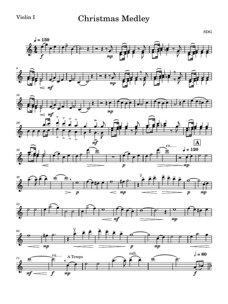 Christmas Medley for Violin Duet | PDF