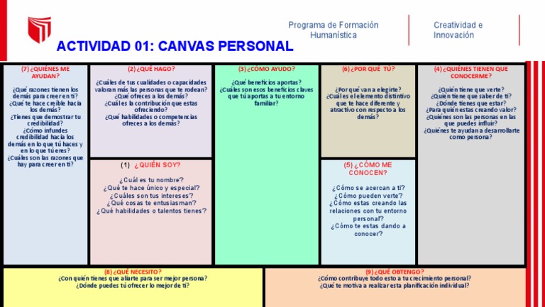 Plantilla de Canvas Personal | PDF | Cognición | Ciencia cognitiva