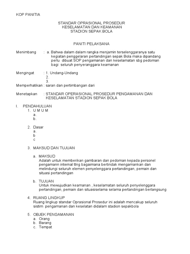Sop Pam Dan Keselamatan Pdf