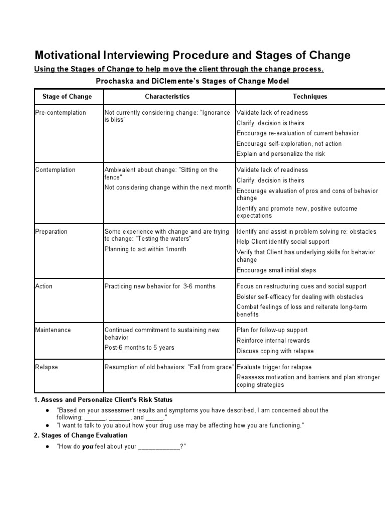 Motivational Interviewing Algorithm | PDF | Psychological Concepts ...