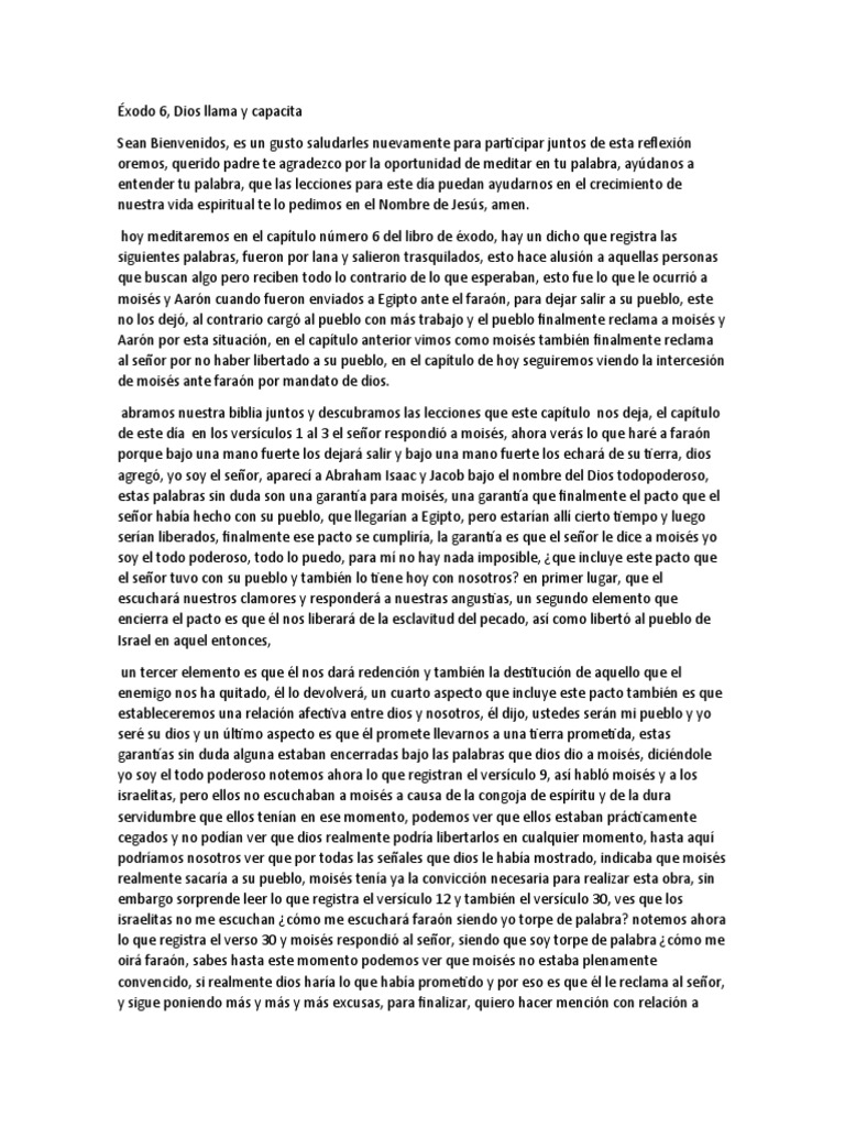 Éxodo 6, Dios Llama y Capacita | PDF | Moisés | Libro del éxodo