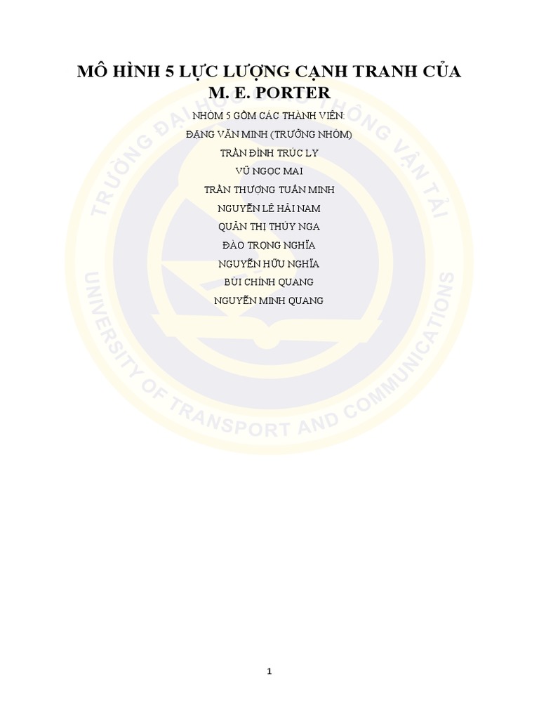 Quyển Thuyết Minh Mô Hình 5 Lực Lượng Cạnh Tranh Của M.E.porter | PDF