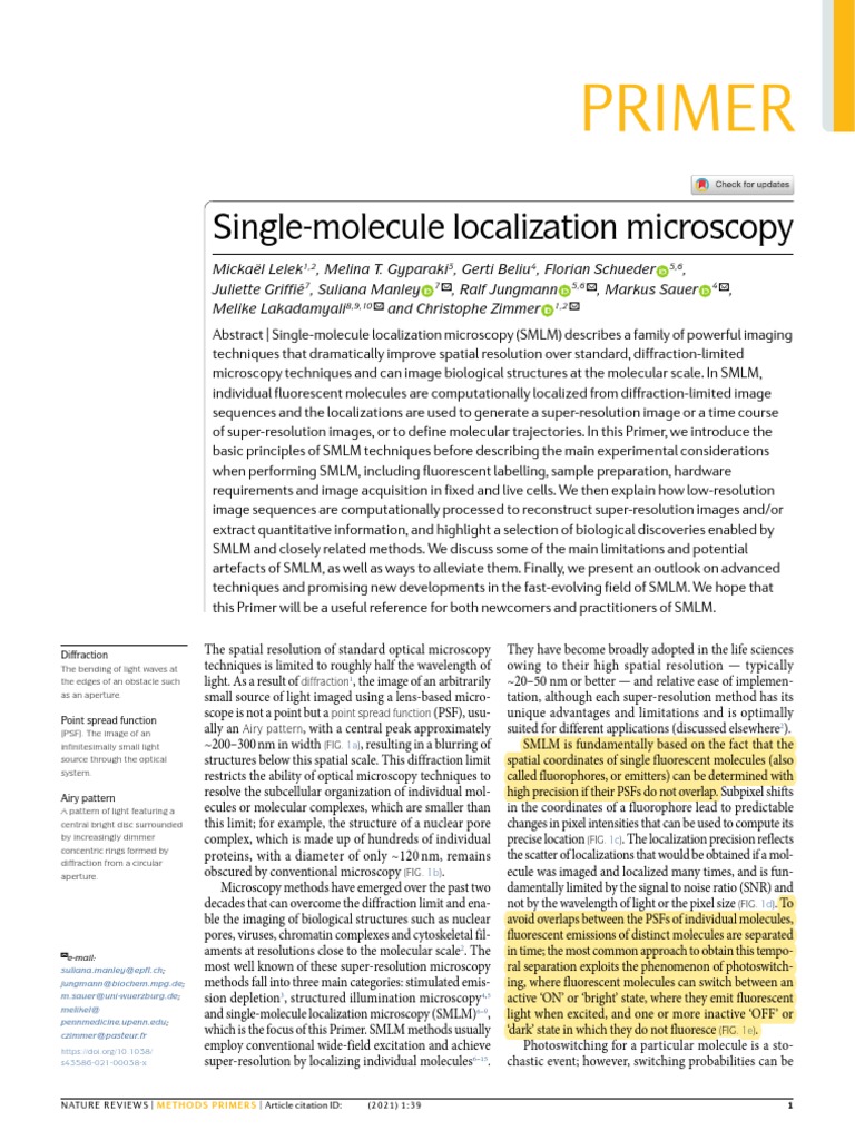 Single Molecule Localization Micros Download Free Pdf Microscopy