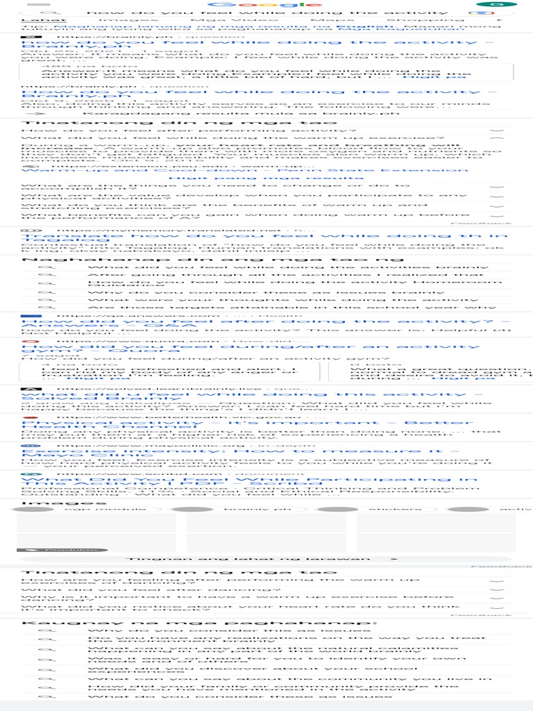 How Do You Feel While Doing The Activity - Hanapin Sa Google | PDF ...