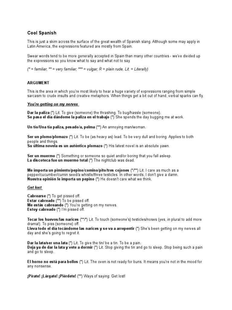 Spanish Slang: Expressions & Usage | PDF