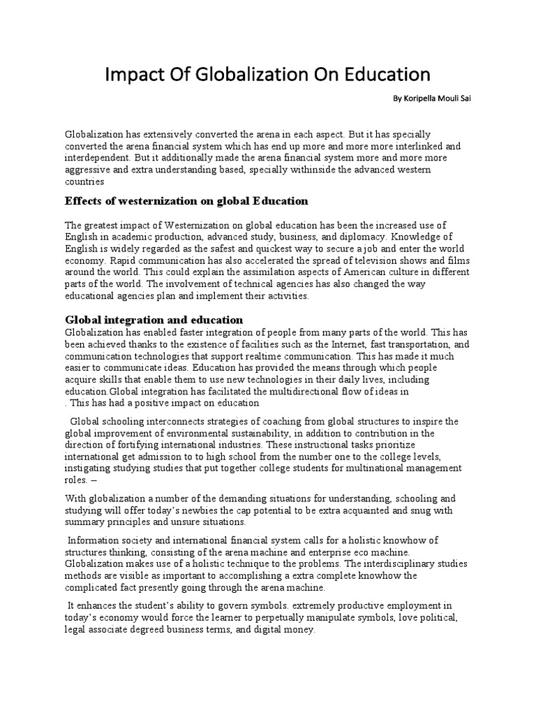 Impact of Globalization On Education | PDF | Globalization | Learning