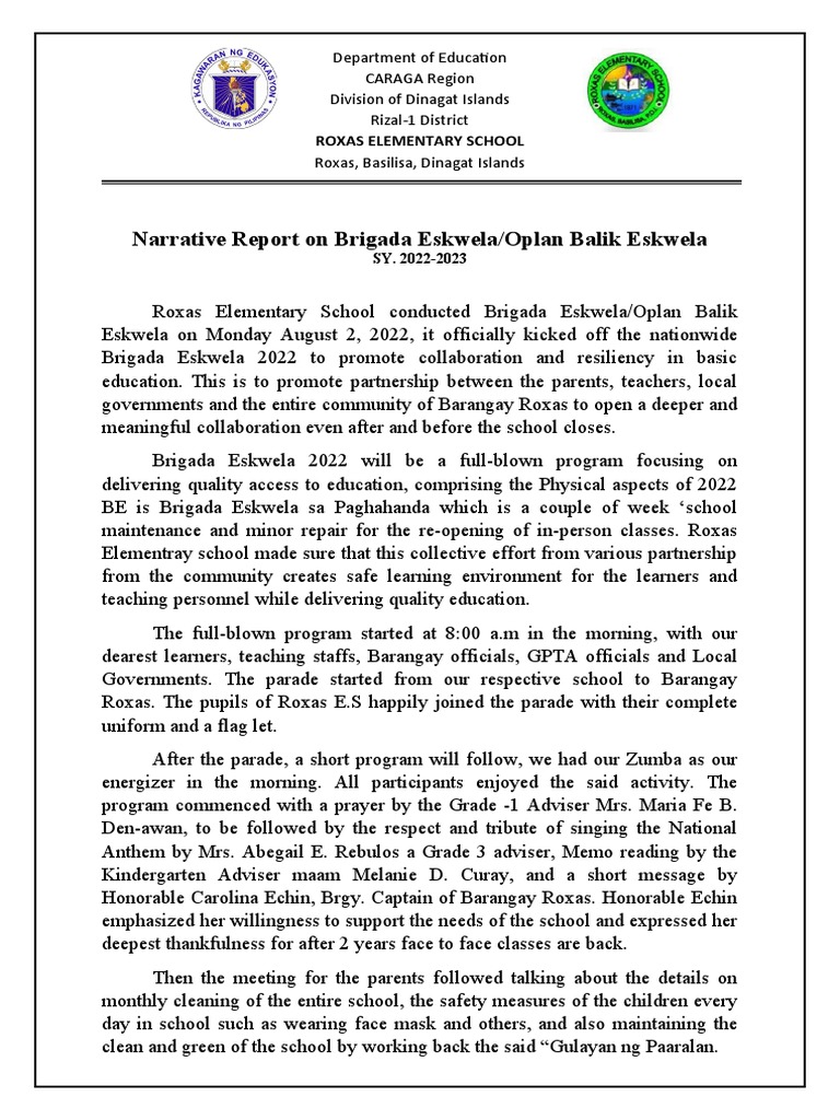 NARRATIVE Brigada Eskwela | PDF