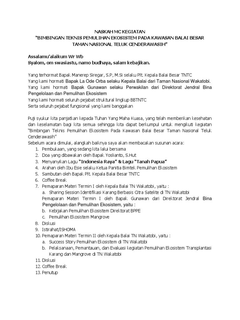 NASKAH MC KEGIATAN Bimtek Revisi 2 | PDF