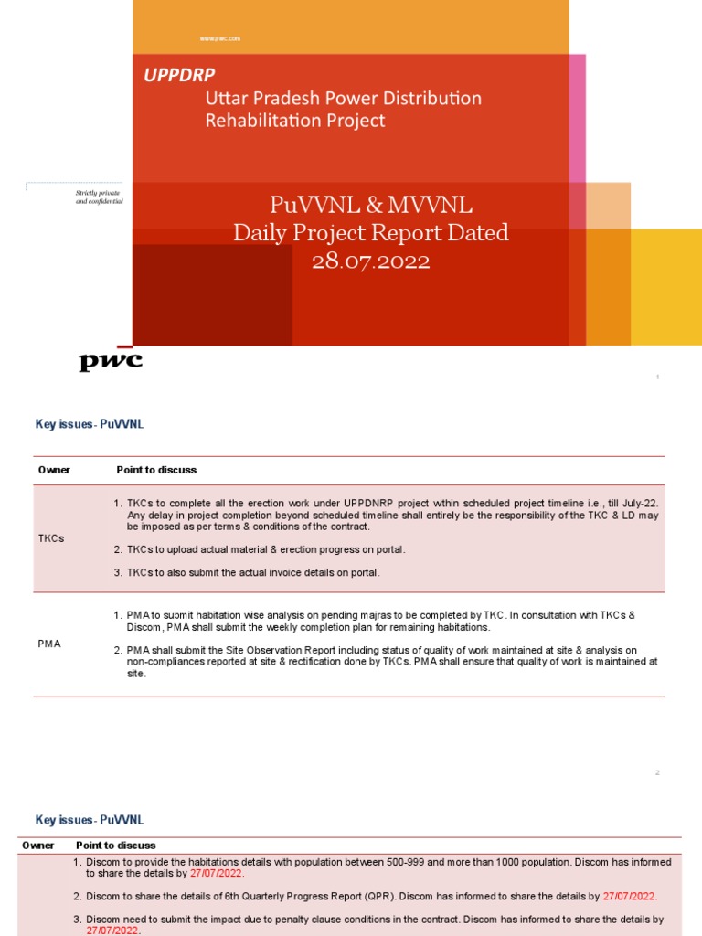 ADB Progress PuVVNL & MVVNL 28.07.2022 | PDF | Audit | Business