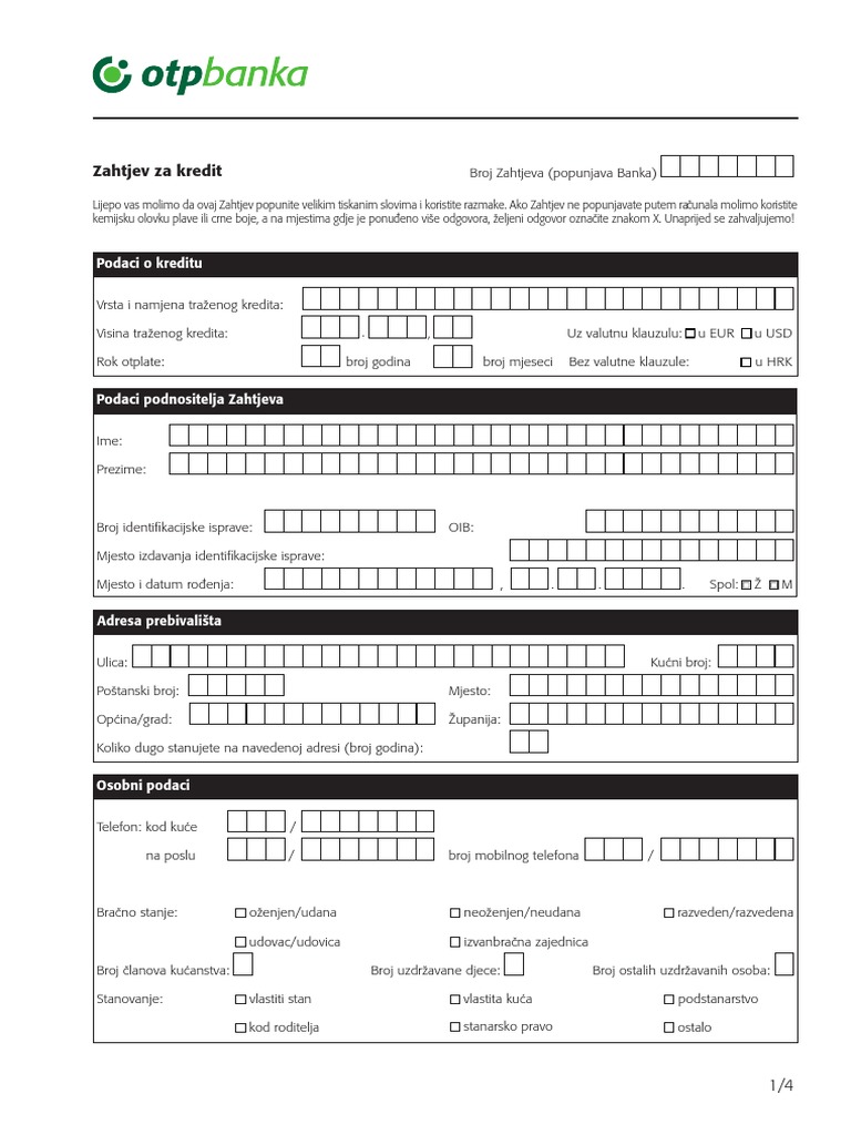 Zahtjev Za Kredit - 0 | PDF