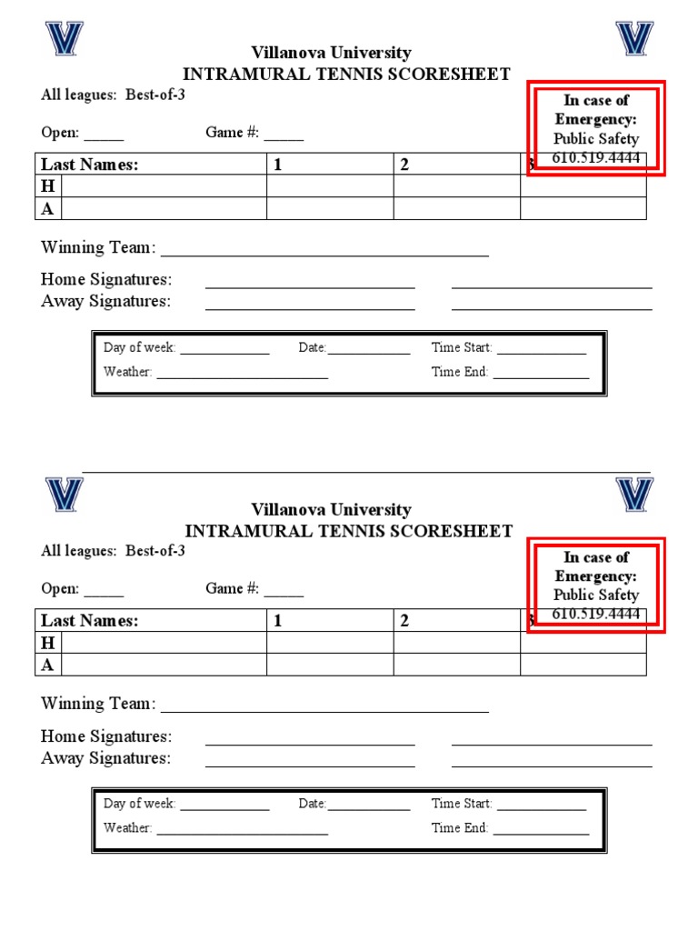Tennis Scoresheet | PDF