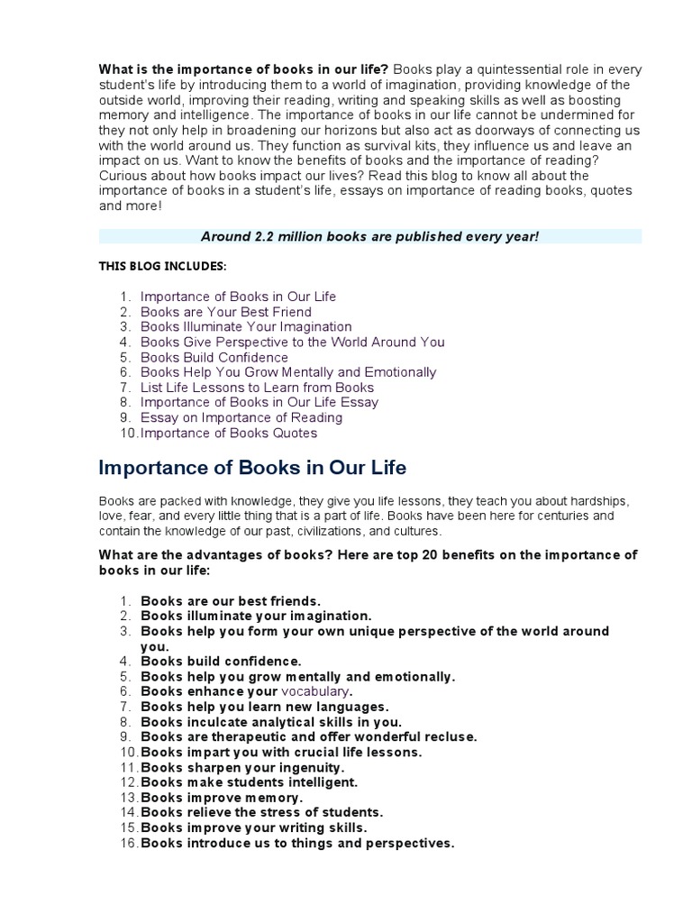 What Is The Importance of Books in Our Life | PDF | Thriller (Genre ...