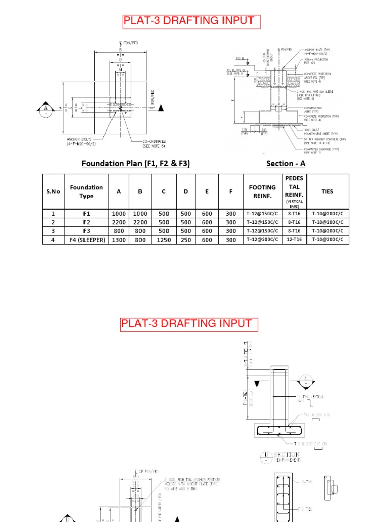 PLAT-3 Foundation & STEEL Section Details | PDF