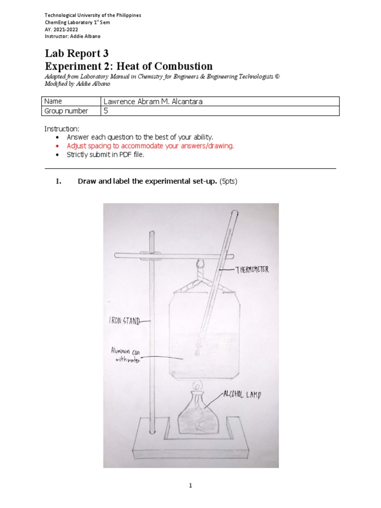 Lab Report 3 Heat of Combustion | PDF | Mole (Unit) | Combustion