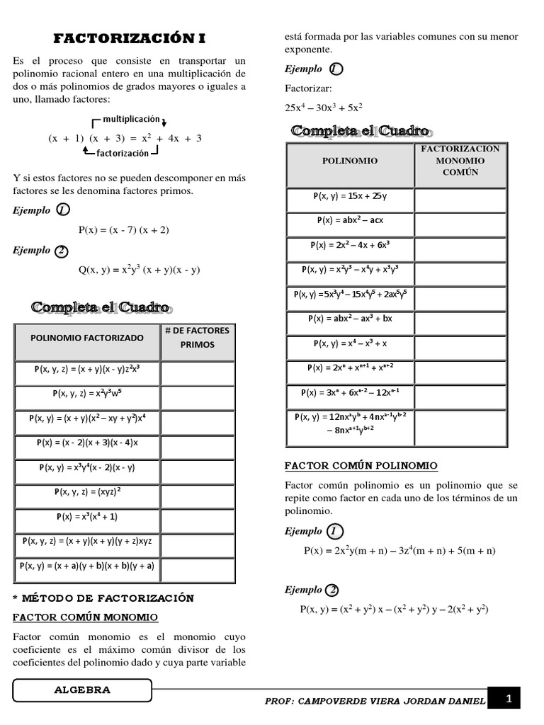 FACTORIZACION | PDF | Factorización | Matemáticas