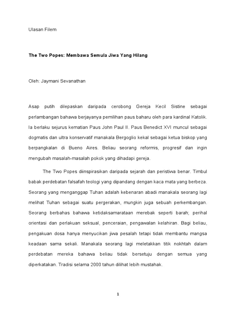 Ulasan Filem - The Two Popes | PDF