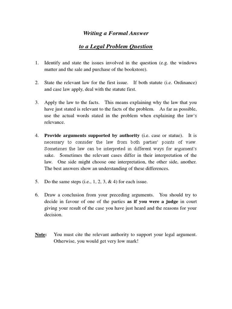 Writing A Formal Answer To | PDF