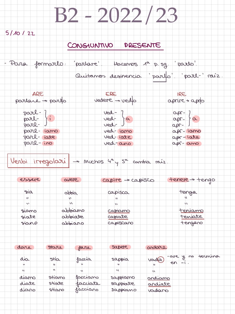 Italiano - Congiuntivo Presente | PDF