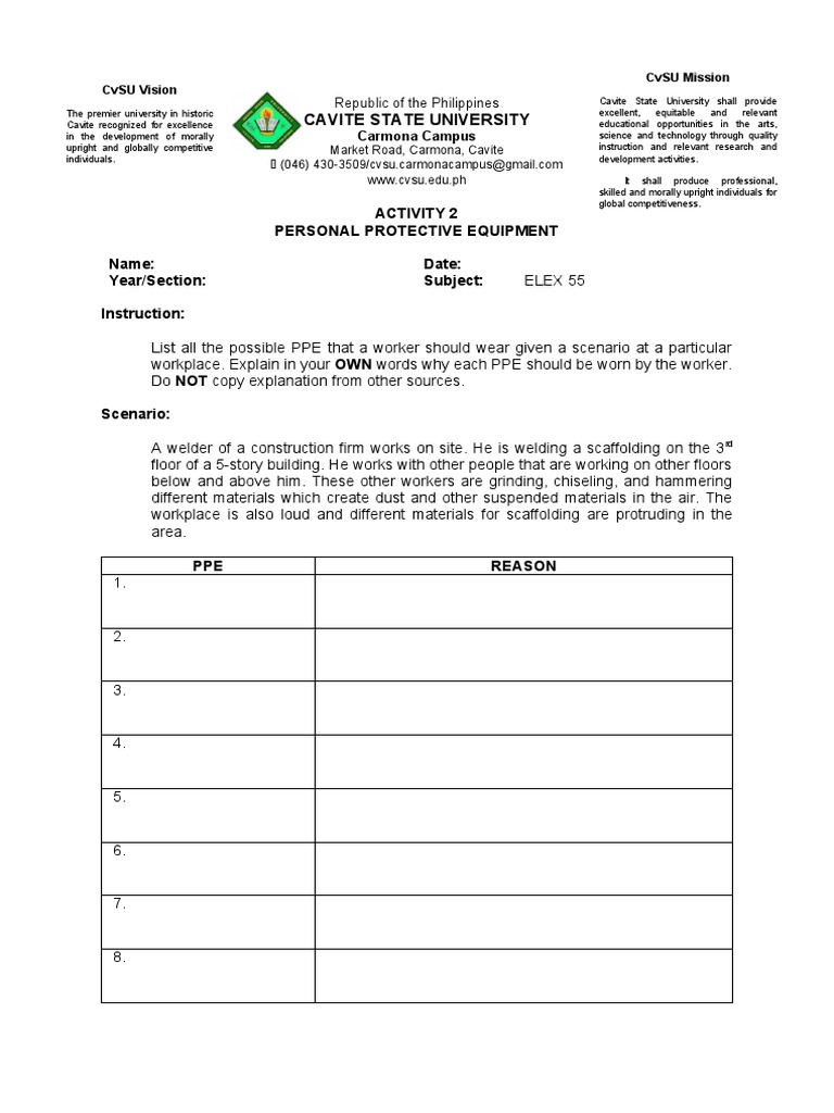 ELEX55 Act02 LastnameFirstname | PDF | Personal Protective Equipment