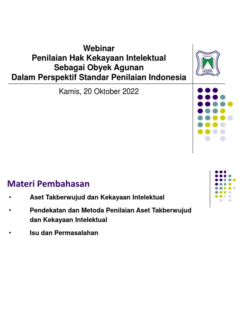 Webinar Penilaian IP Sebagai Obyek Jaminan - 221020 - 011621 | PDF